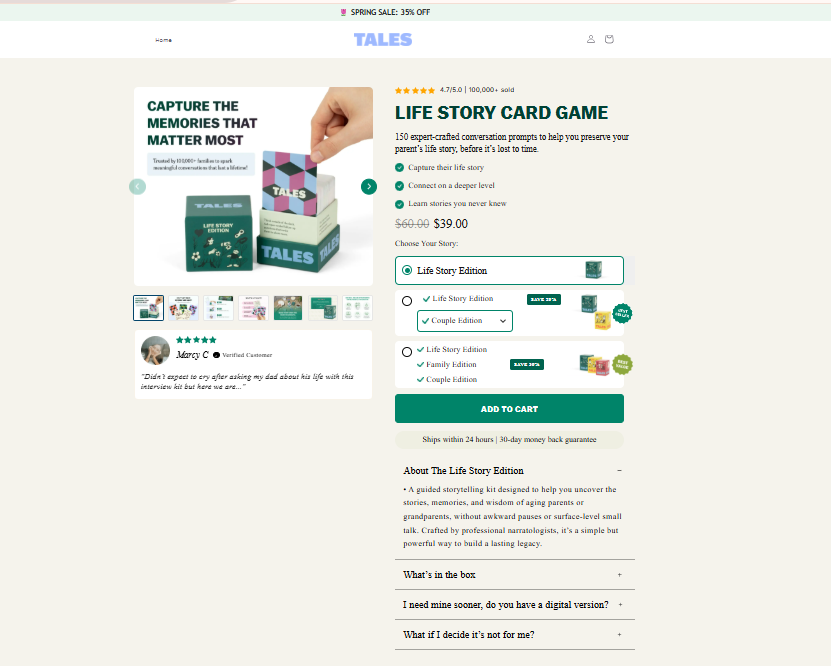 Tales Life Story Card Game – Share Memories, Discover Stories – Tales.com
